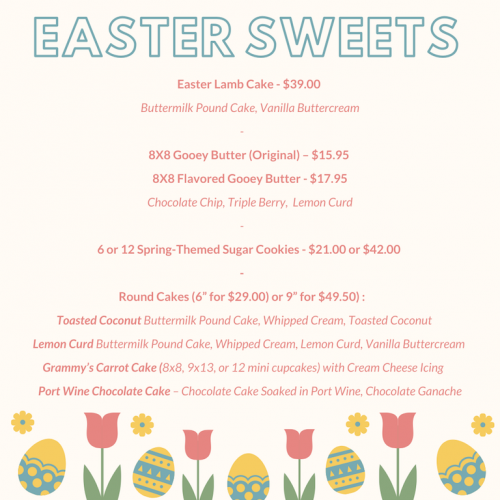 Easter Sweets Menu Russell's Instagram - Russell's Cafe & Bakery in Fenton